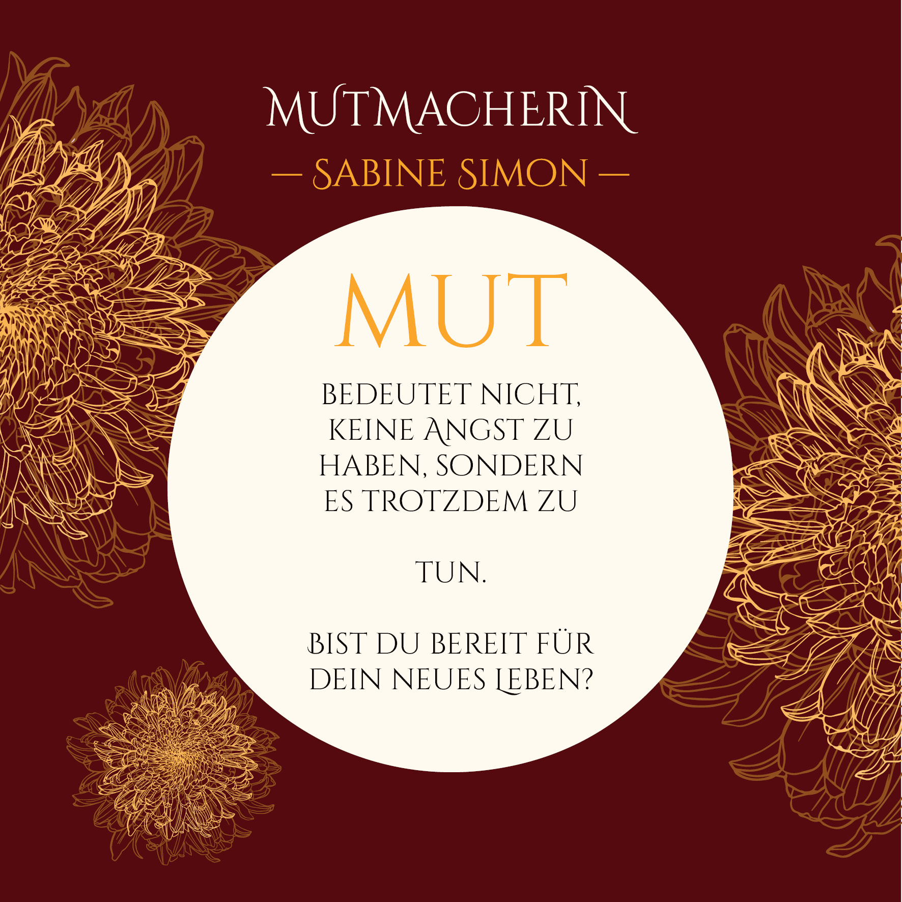 Flyergestaltung und Werbepostkarten für die Mutmacherin Sabine Simon | Sara Pütter